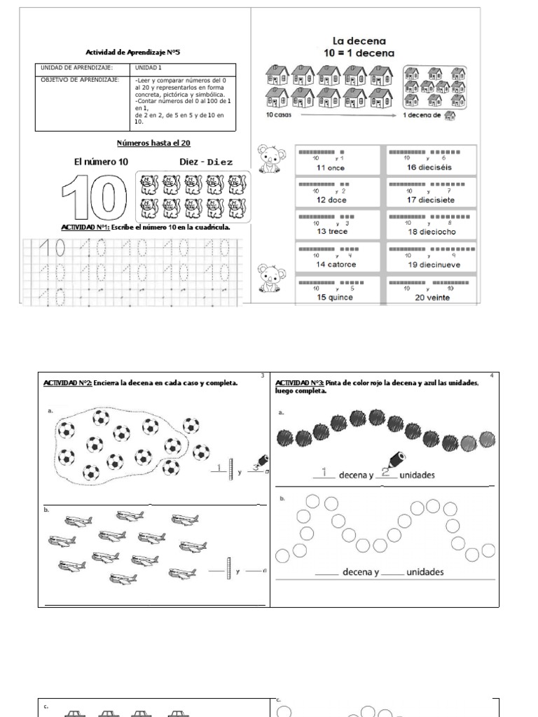Actividad de Números del 0 al 20 | PDF