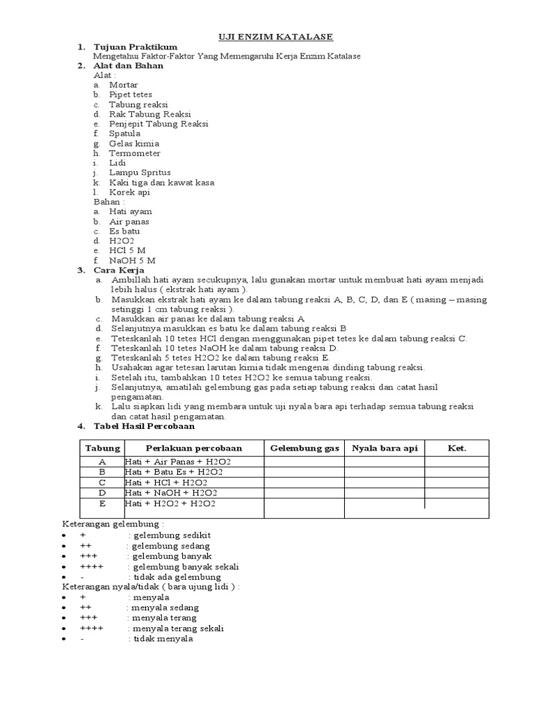 Uji Enzim Katalase | PDF
