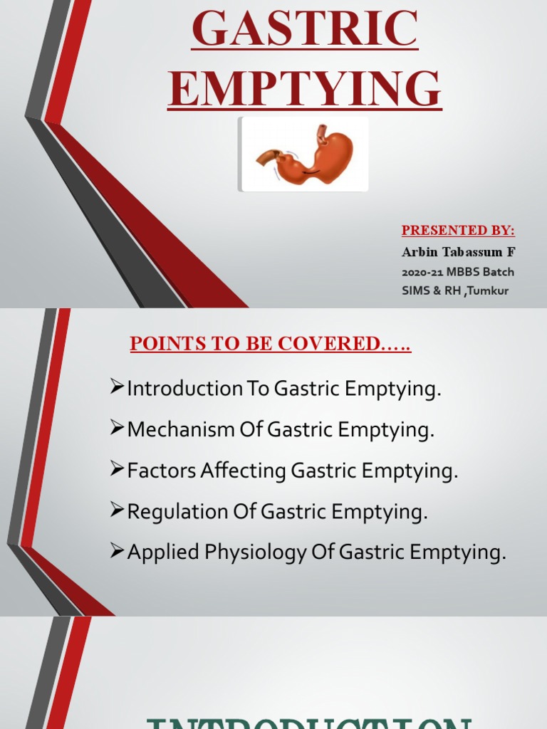 Gastric Emptying | PDF | Stomach | Esophagus