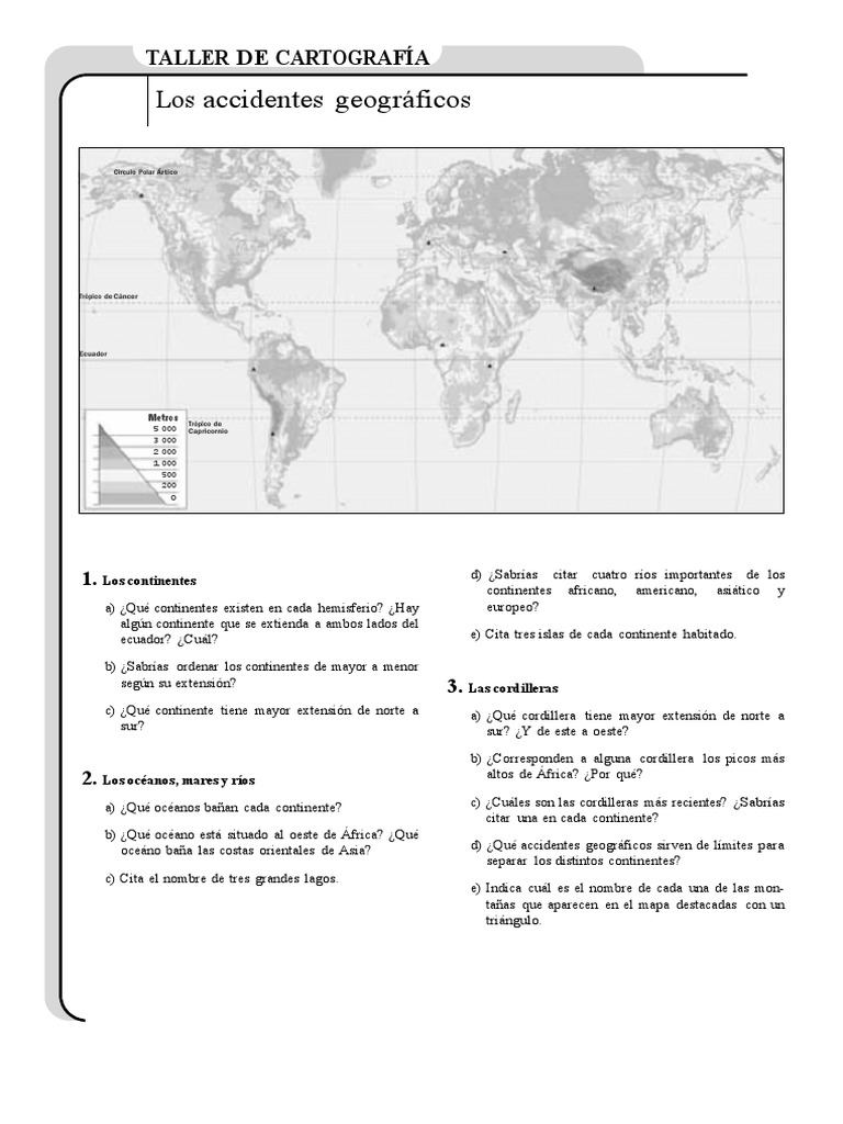 Actividades sobre Accidentes Geográficos | PDF | Ciencias sociales