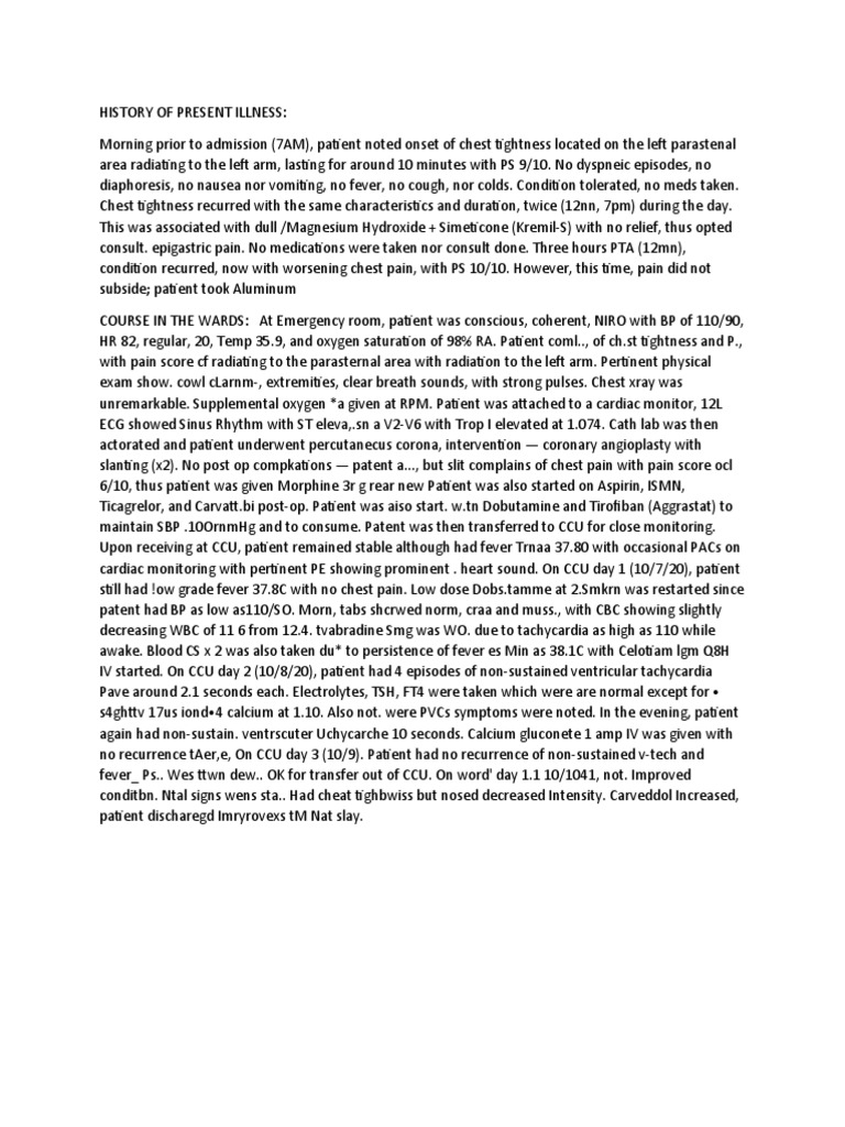 History of Present Illness | Download Free PDF | Rtt | Clinical Medicine