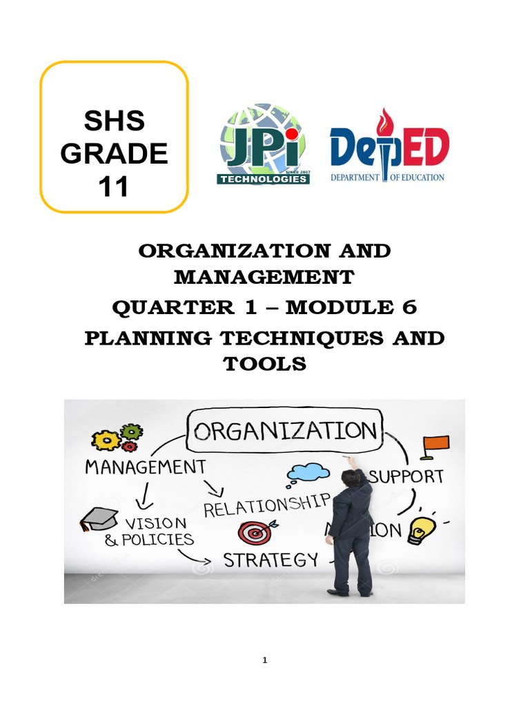SHS Grade 11: Organization and Management Quarter 1 - Module 6 Planning ...