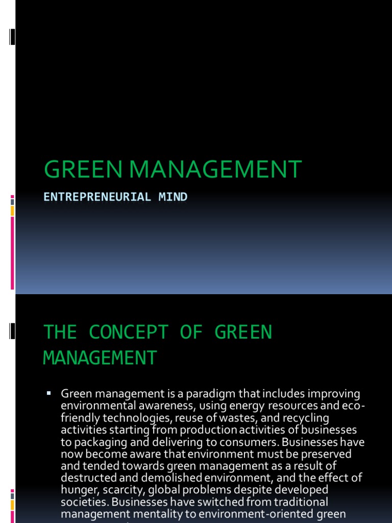 Green Management for Entrepreneurs | PDF | Environmentalism ...