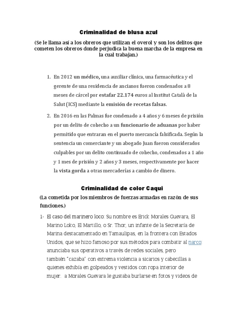 Delincuencia en diferentes sectores laborales | PDF | Mala conducta ...