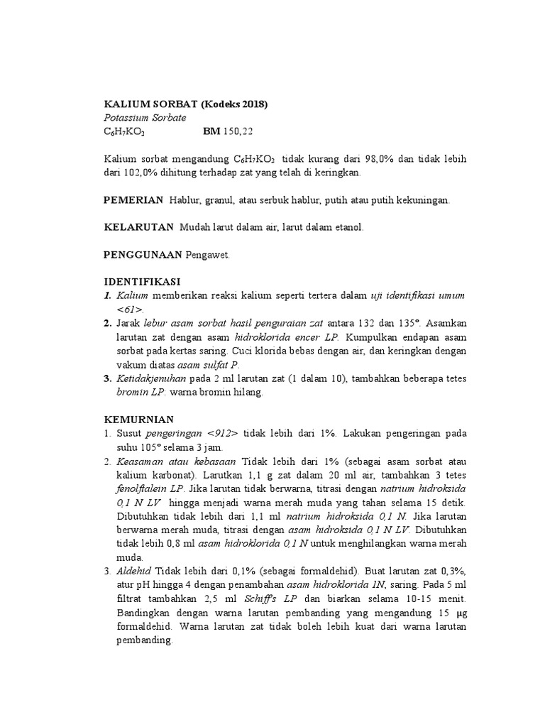 Kalium Sorbat | PDF