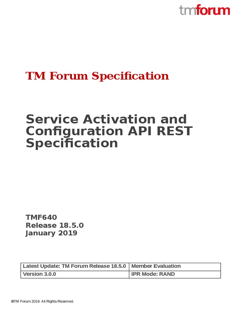 TMF640 Service Activation and Configuration API REST Specification R18 ...
