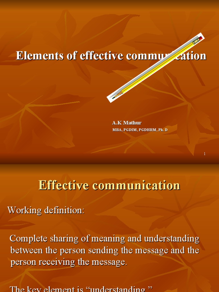 Key Elements of Effective Communication | PDF | Nonverbal Communication ...