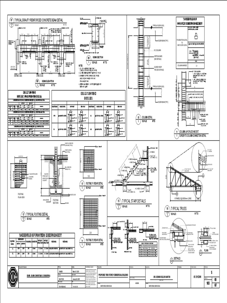 Beam Section Details: Typical Gravity Reinforced Concrete Beam Detail ...