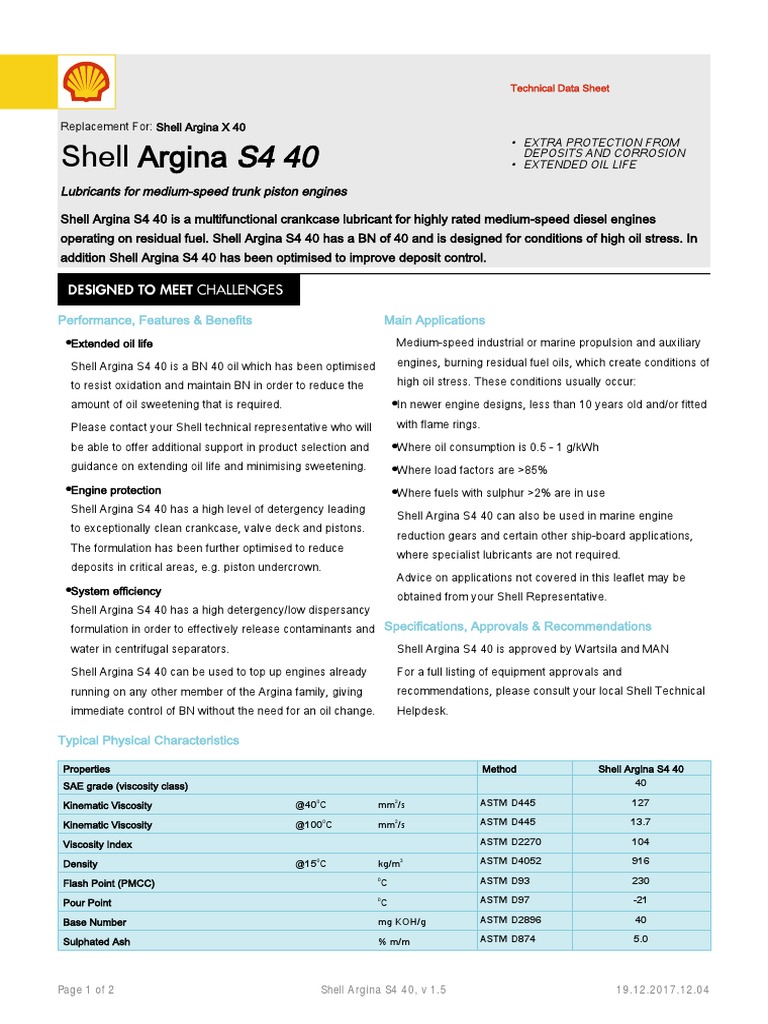 Shell Argina S4 40: Performance, Features & Benefits Main Applications ...
