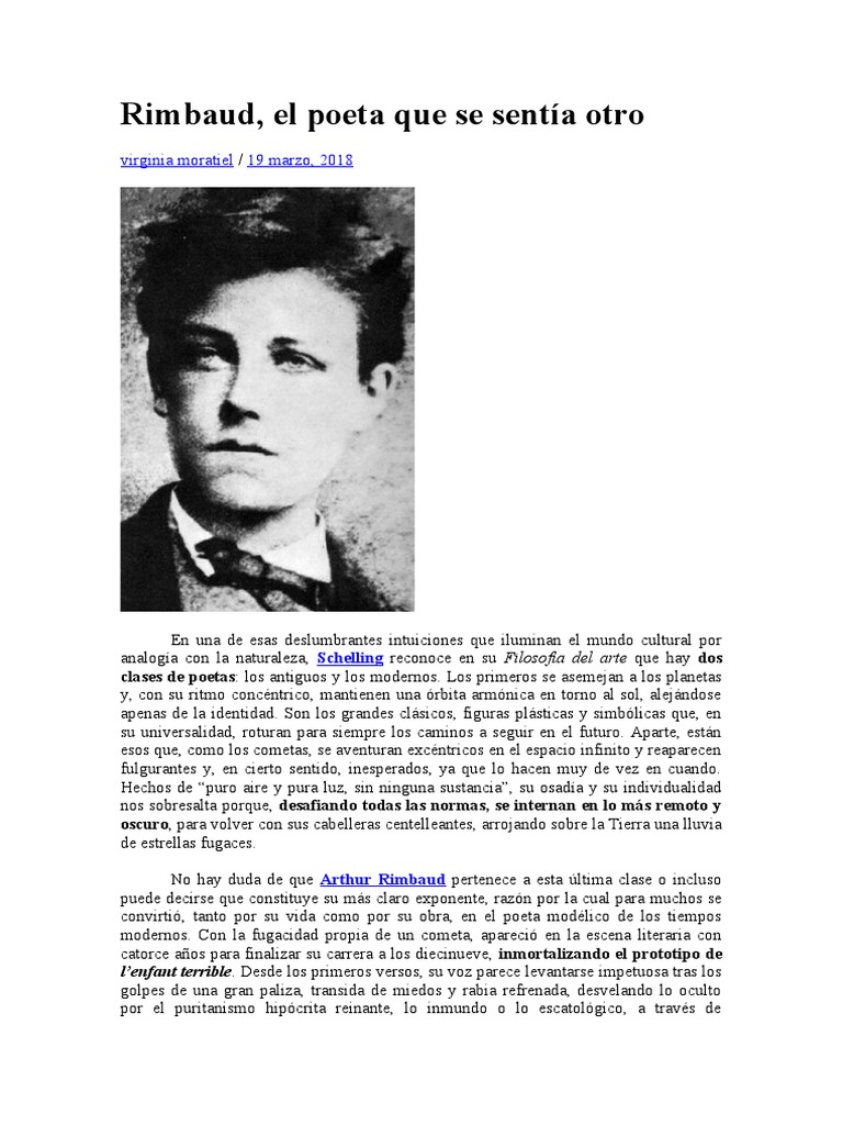 Rimbaud - El Poeta Que Se Sentía Otro | PDF | Arthur Rimbaud | Poesía