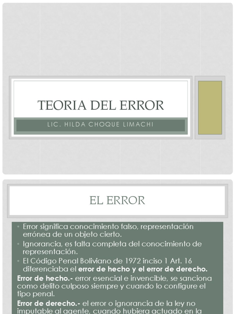 Teoria Del Error | PDF | Intención (Derecho Penal) | Derecho penal
