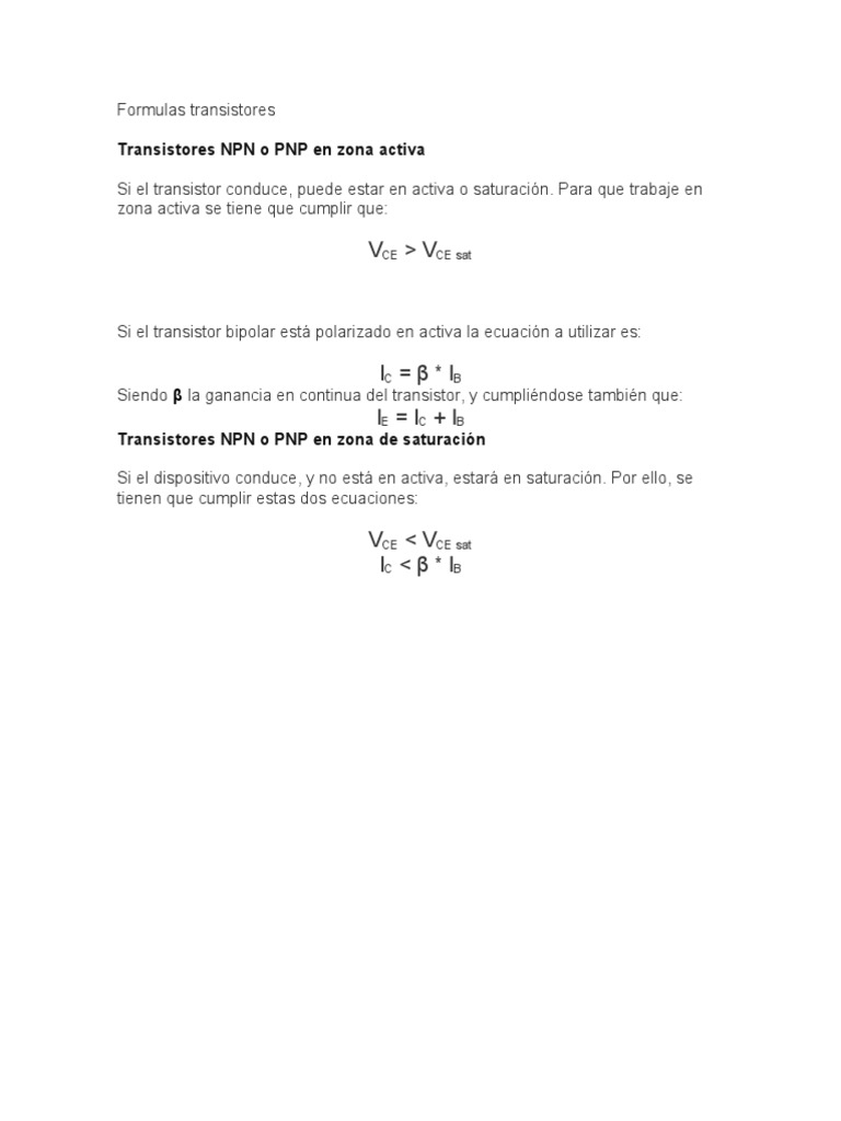 Formulas Transistores | PDF