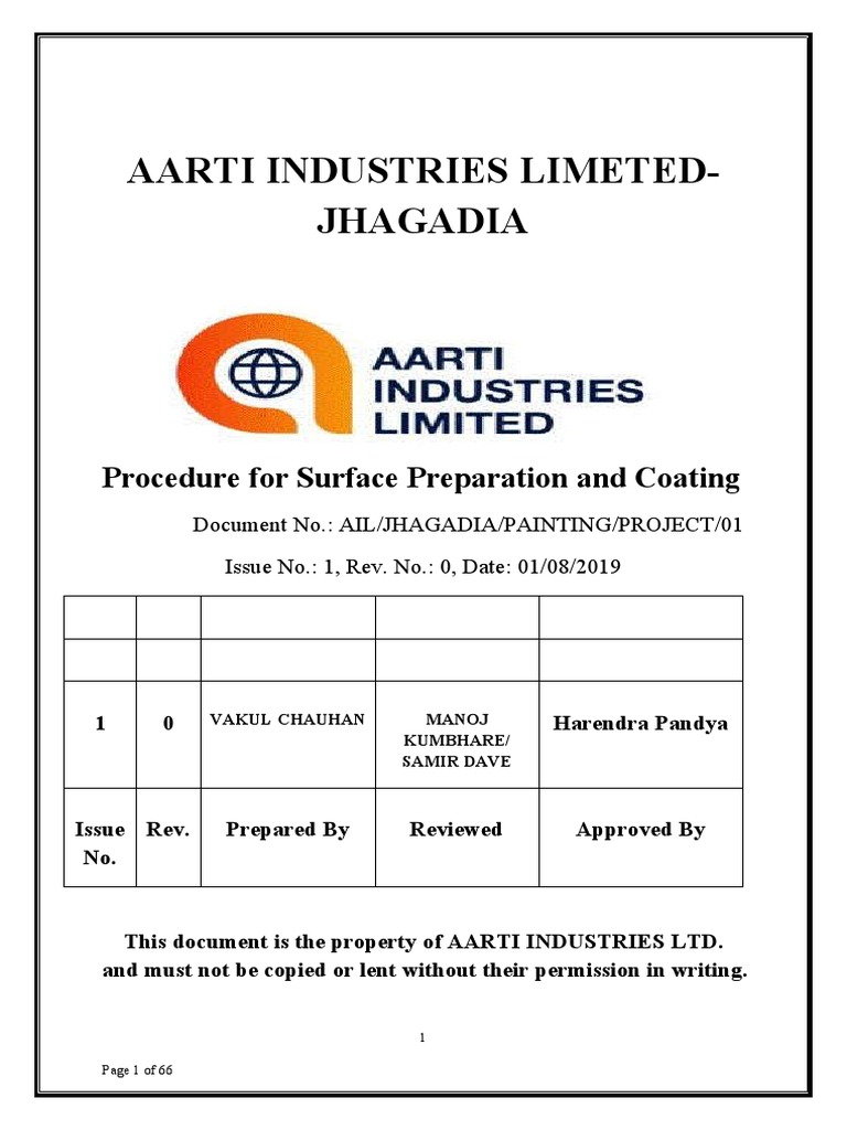 Aarti Industries Painting Specification | PDF | Paint | Abrasive