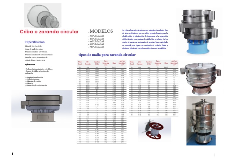 Ficha Técnica Tamizadora Circular | PDF | Science | Ingeniería