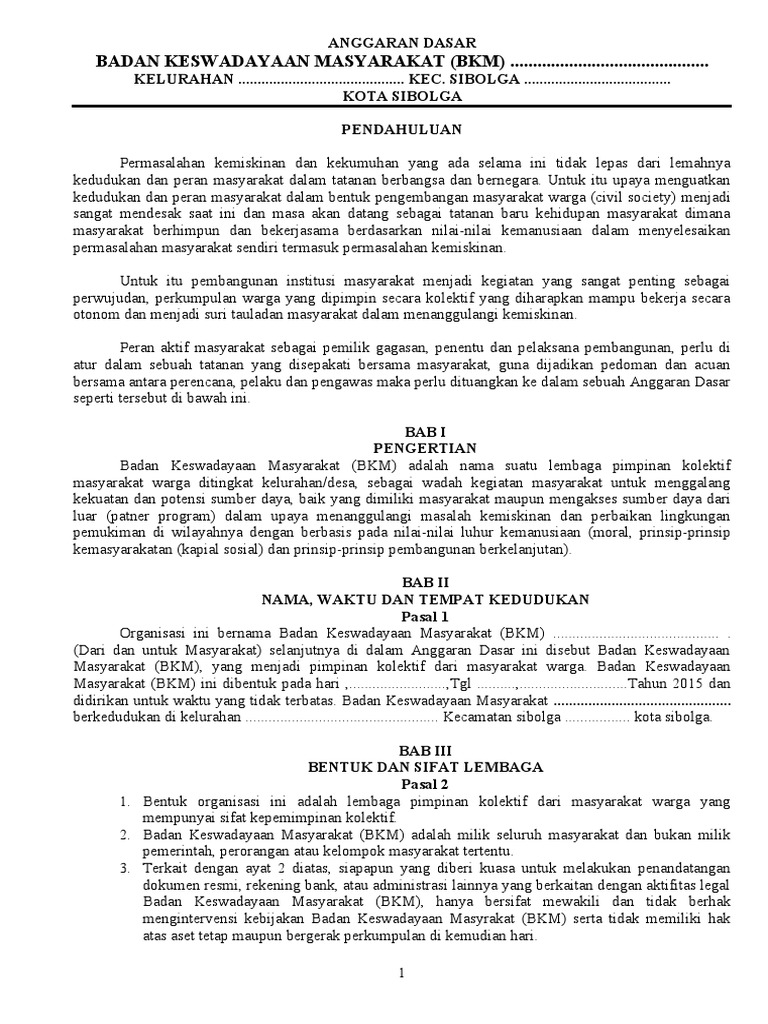Format Umum AD BKM | PDF | Karier & Perkembangan | Ilmu Sosial