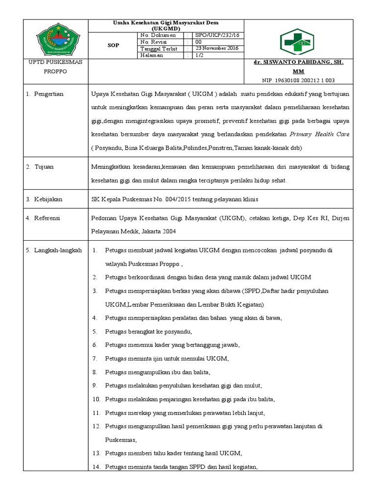Sop Ukgmd | PDF | Kesehatan Holistik | Sains & Matematika