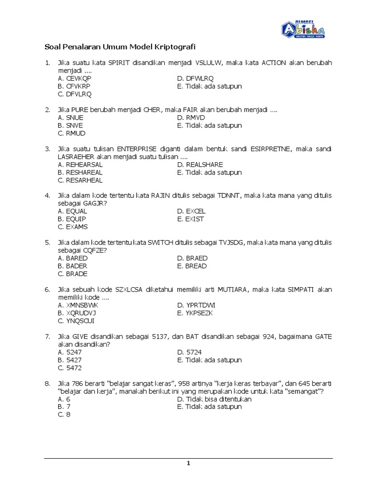 Soal PU Model Kriptografi | PDF