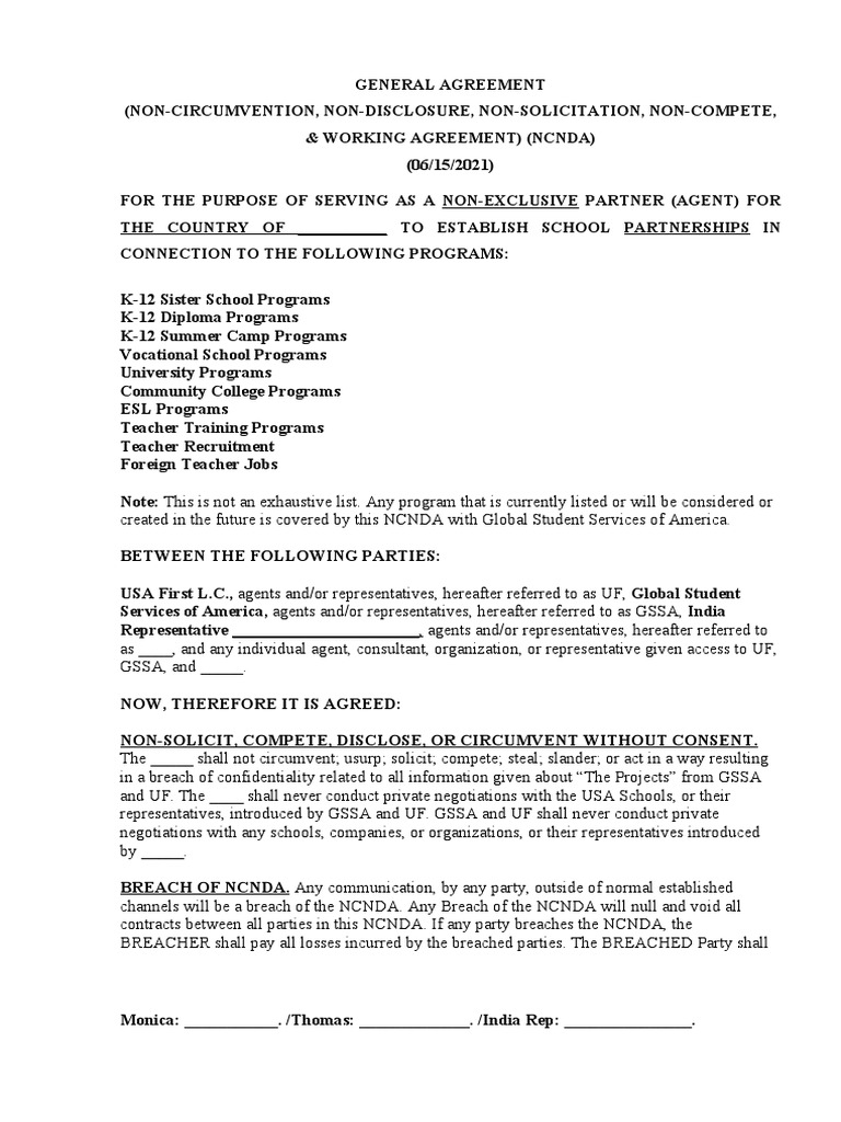 NCNDA (Agreement) | PDF | Non Disclosure Agreement | Civil Law (Legal ...