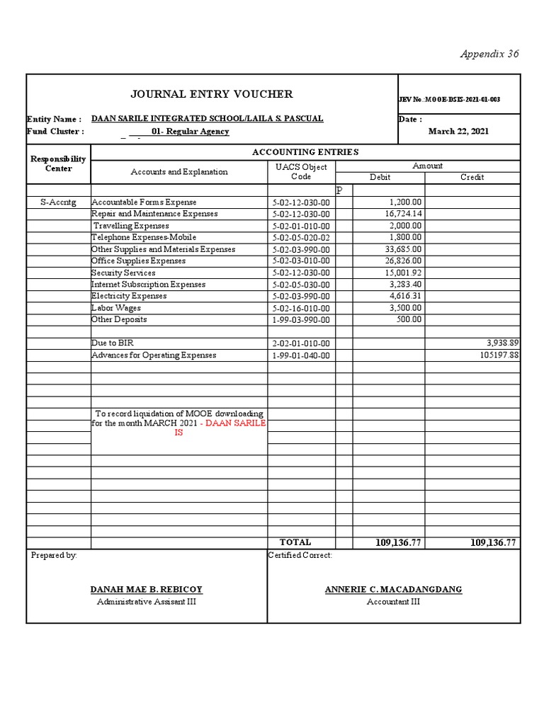 Journal Entry Voucher: Appendix 36 | Download Free PDF | Financial ...