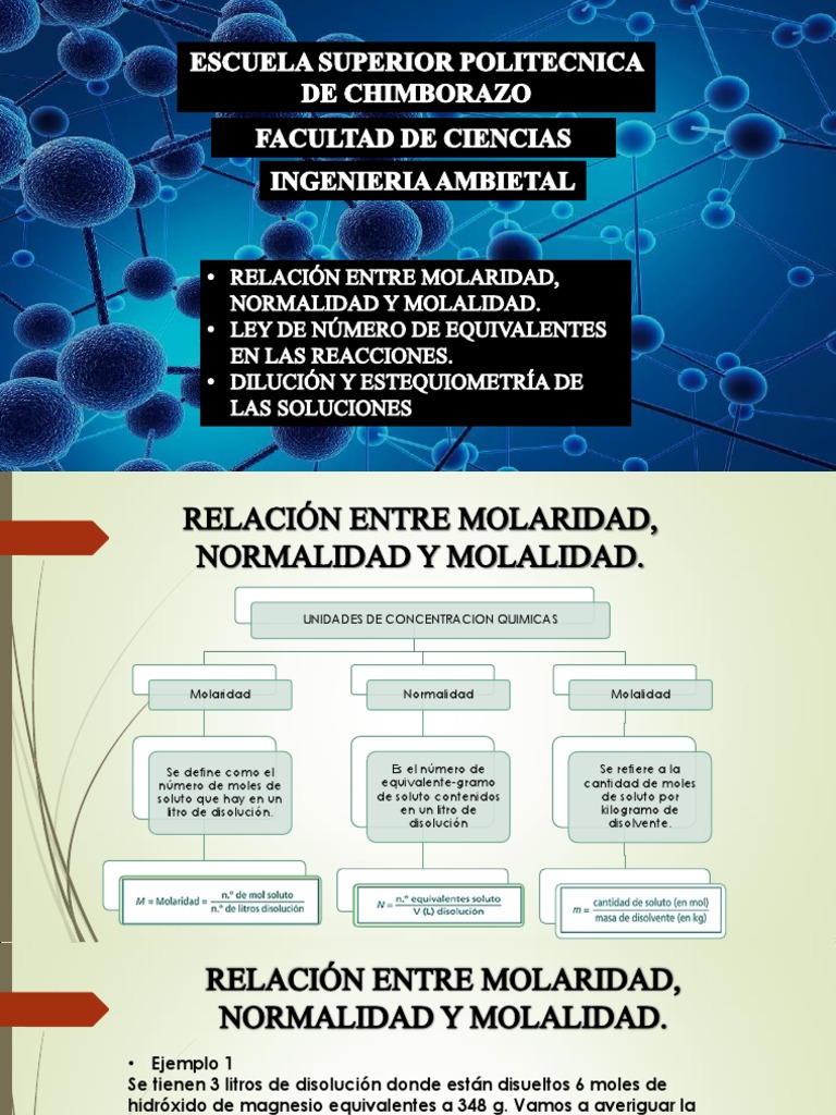 Soluciones - Tipos Soluciones-Relación Entre Molaridad, Normalidad y ...
