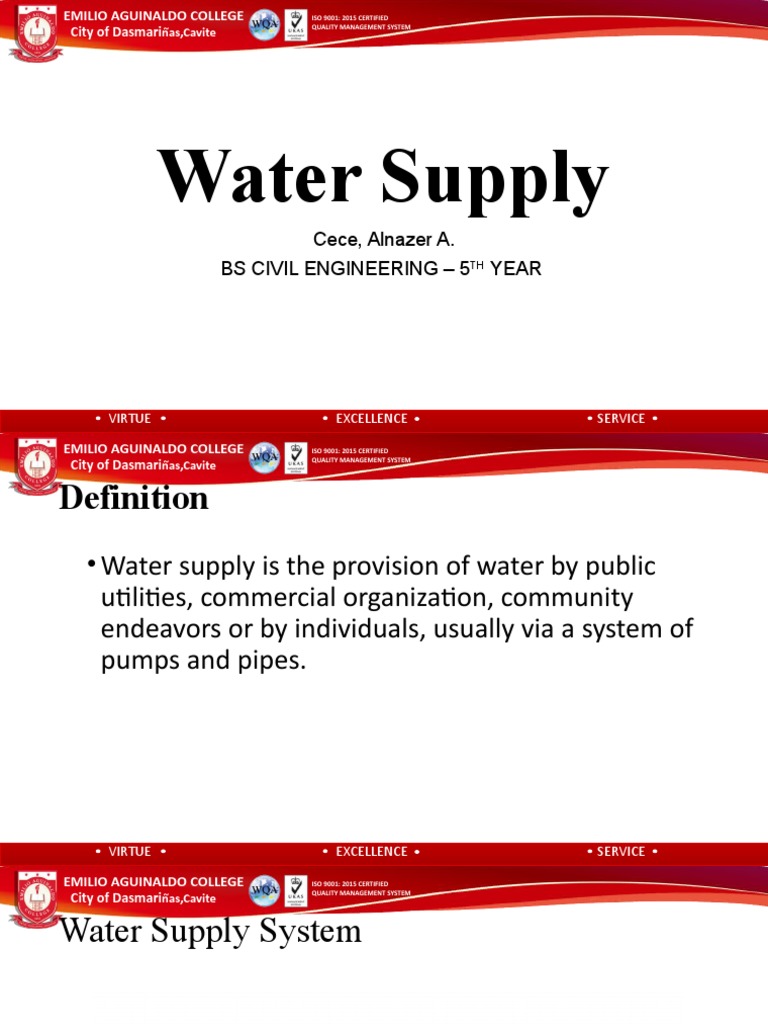 Water Supply: Cece, Alnazer A. Bs Civil Engineering - 5 Year | PDF ...