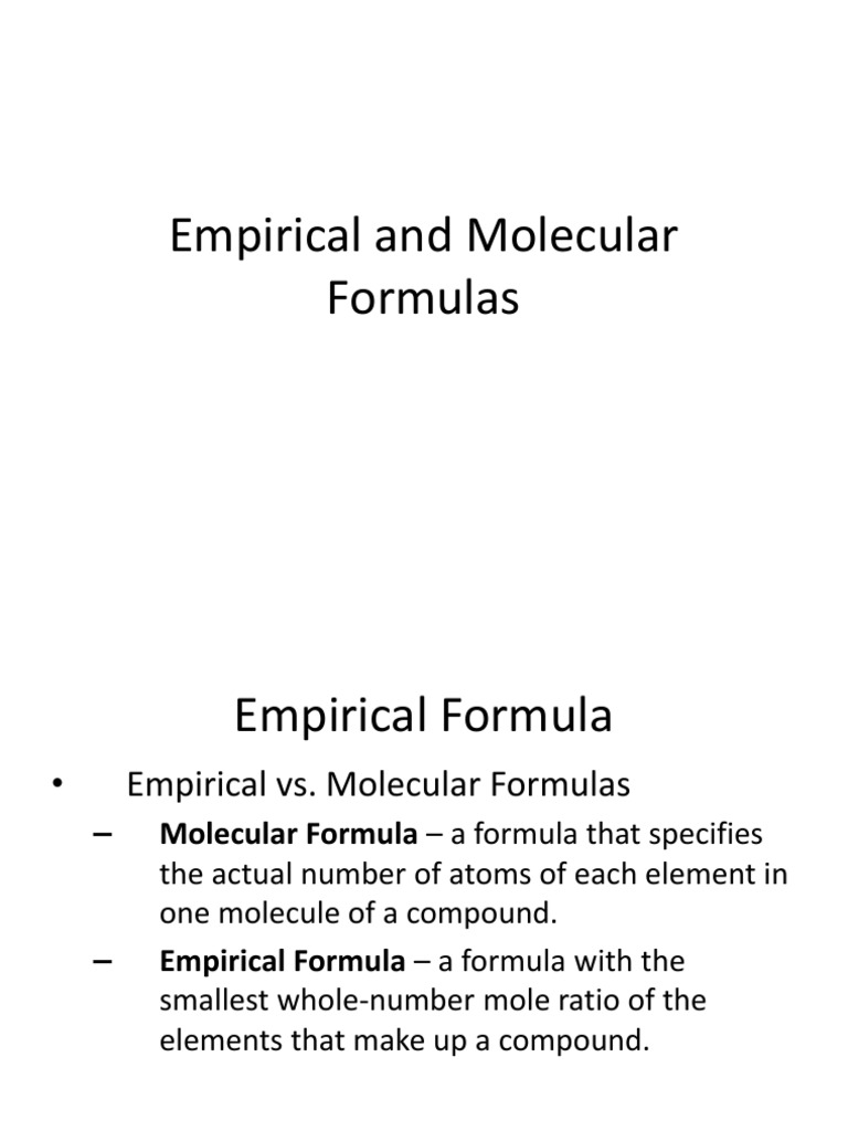 Empirical vs. Molecular Formulas Explained | PDF | Formula | Molecules
