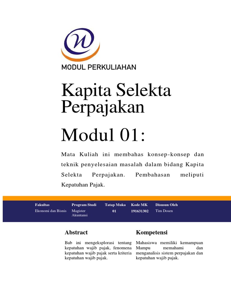 Kapita Selekta Pajak M-1 Kepatuhan WP | PDF