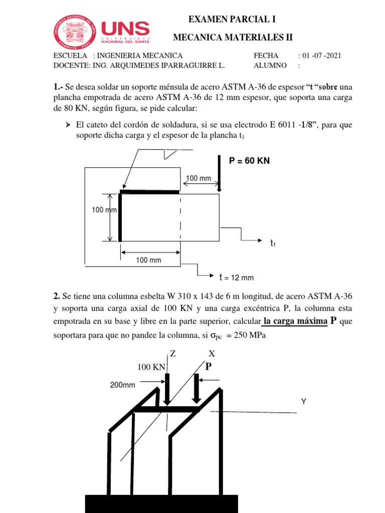Examen I - Mec. Mat. II - 2021 | PDF