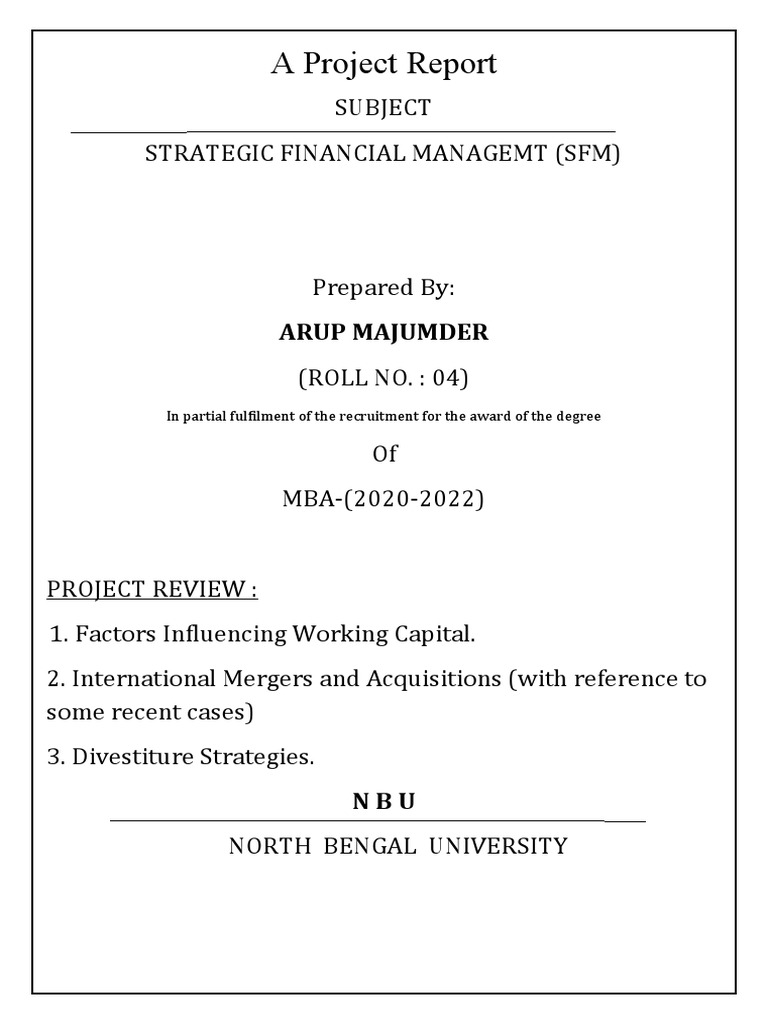 A Project Report: Arup Majumder | Download Free PDF | Working Capital ...