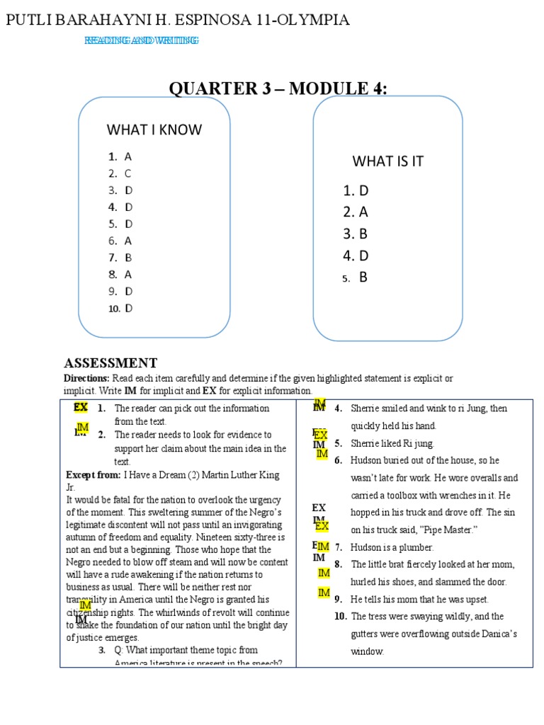 Reading and Writing Module | PDF