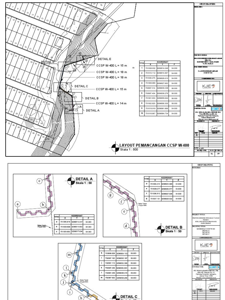Detail D Detail E: Layout Pemancangan CCSP W-400 | PDF
