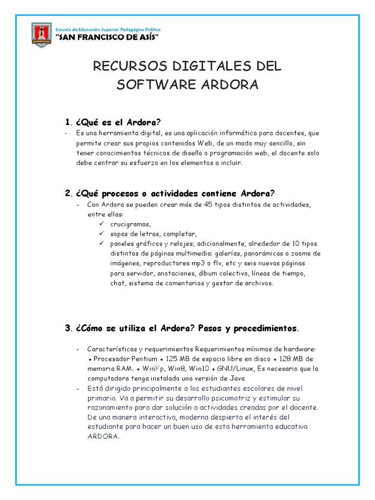 Recursos Digitales Del Software Ardora | PDF | Archivo de computadora | Java (lenguaje de ...