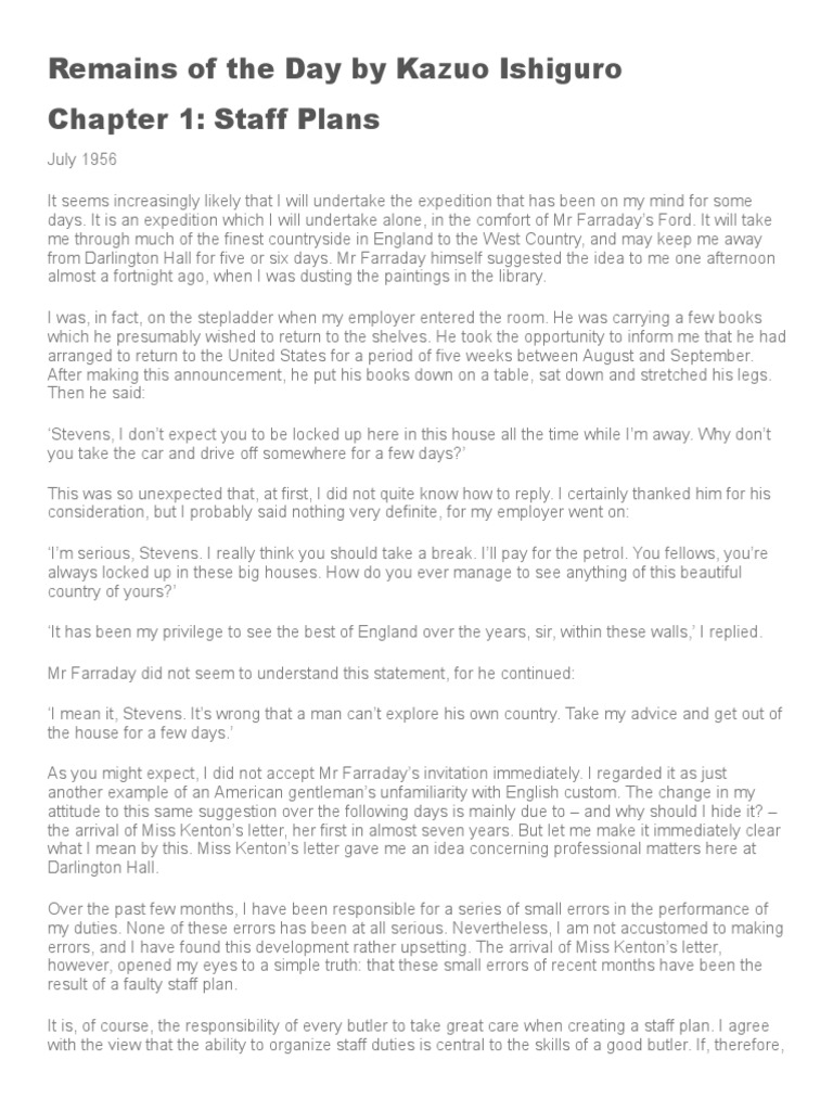 The Remains of The Day (K. Ishiguro - Penguin Readers, Level 6) | PDF