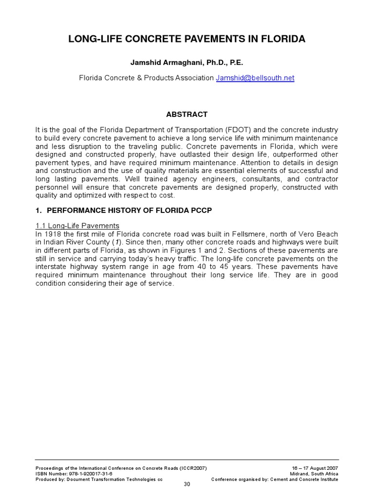 Long-Life Concrete Pavements in Florida - Armaghani, J | PDF | Road ...