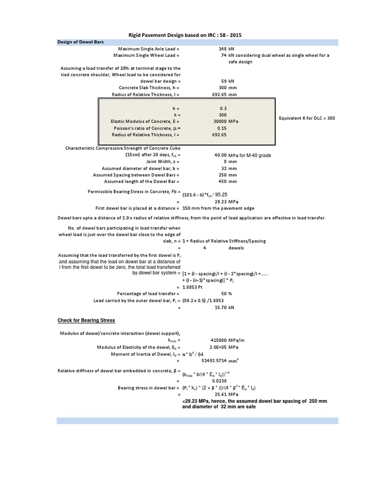 Dowel Bar Design 32mm Bar | PDF | Young's Modulus | Stiffness
