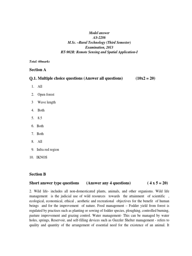 Section A Q.1. Multiple Choice Questions (Answer All Questions) (10x2 20) | PDF | Wildfire | Forests