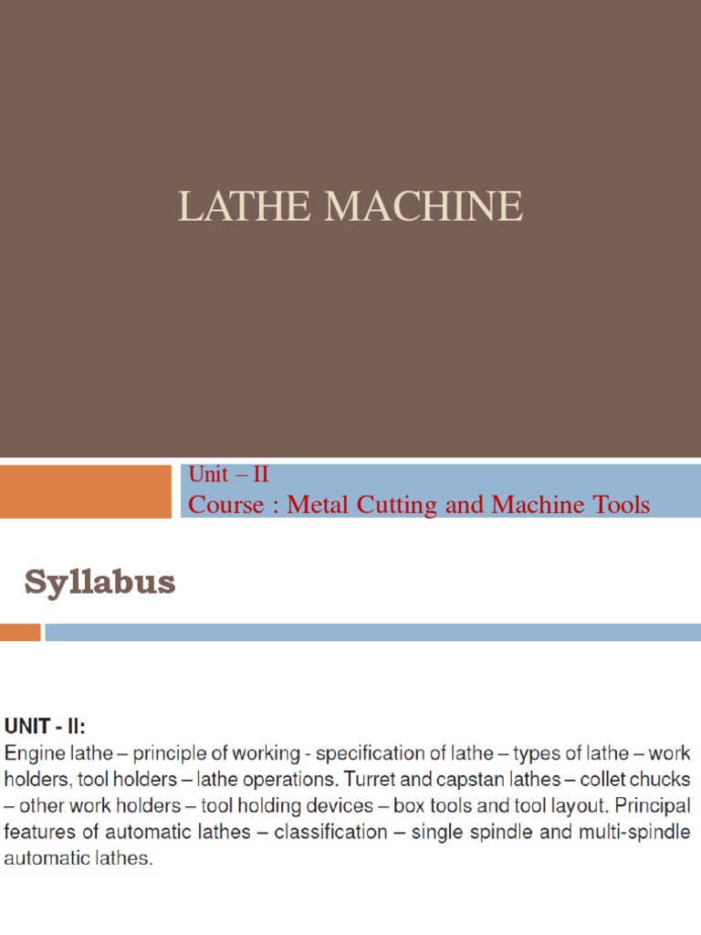 MCMT Unit-II | PDF | Machine Tool | Metalworking