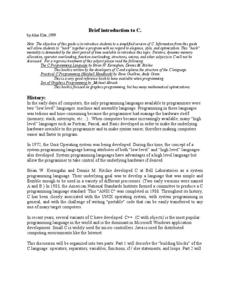 Introduction To C | PDF | C (Programming Language) | Data Type