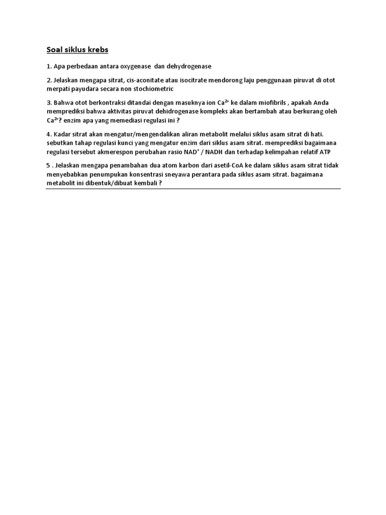 Soal Siklus TCA | PDF