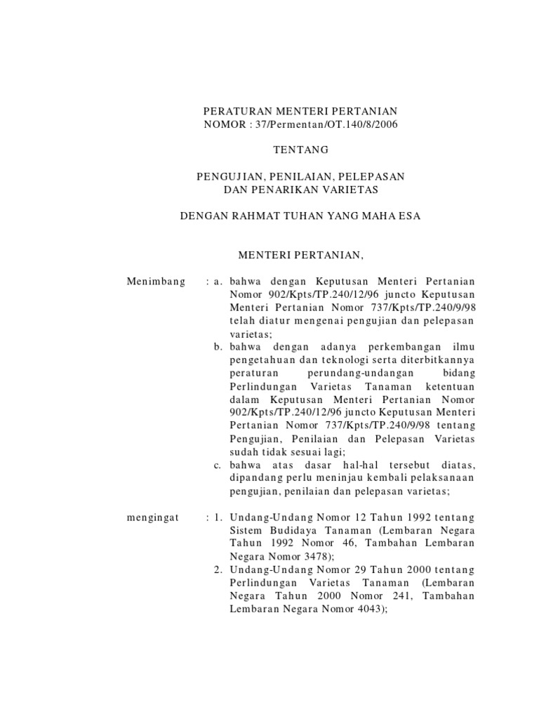 Permentan 37 06 | PDF