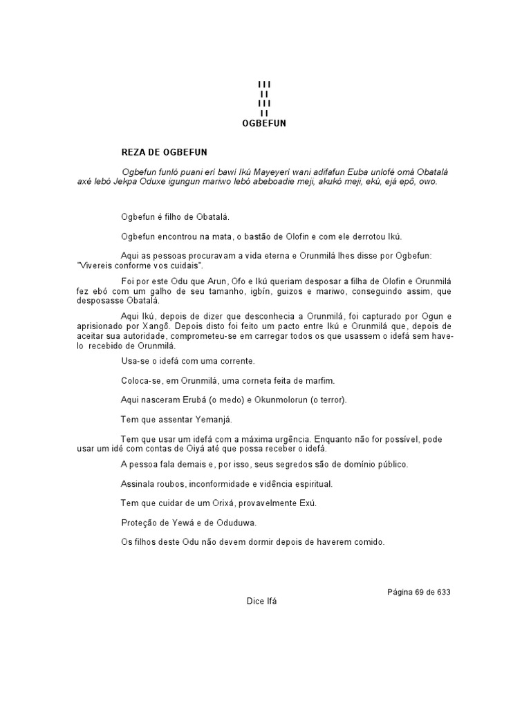 16 - Ogbe Ofun | PDF | Santeria | Religião e crença