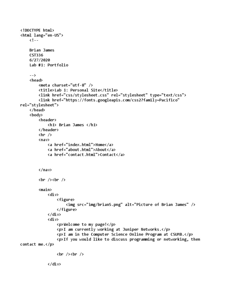 Personal Website - HTML | PDF