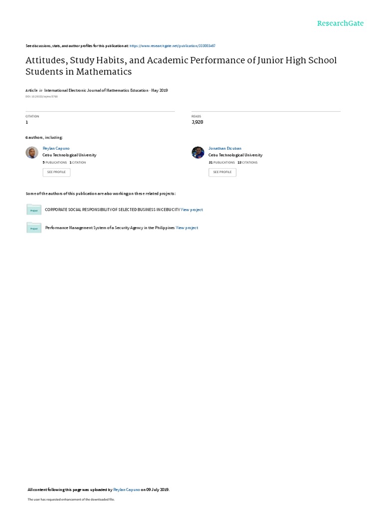 Attitudes Study Habits and Academic Performance of | PDF | Attitude ...