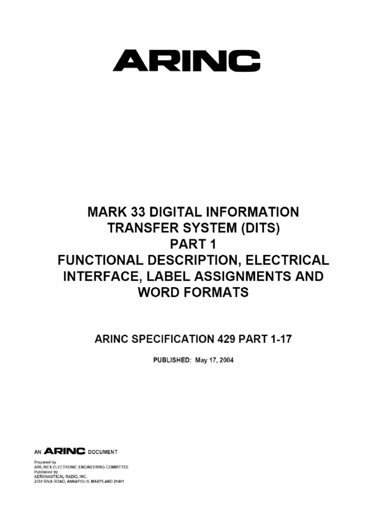 ARINC Specification 429, Part 1 | PDF