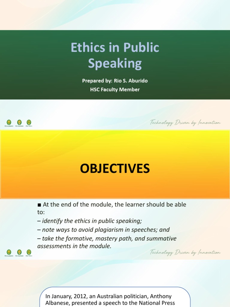 MODULE 6 - Ethics in Public Speaking-Merged | PDF | Public Speaking ...