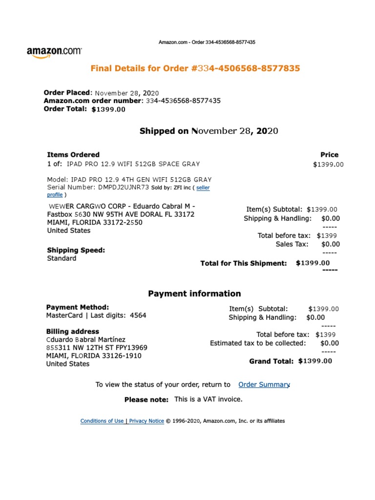 Amazon Invoice PDF | PDF | Invoice | Services (Economics)