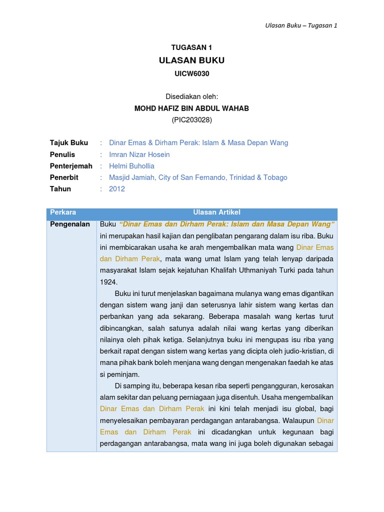 Tugasan 1 - Ulasan Buku | PDF