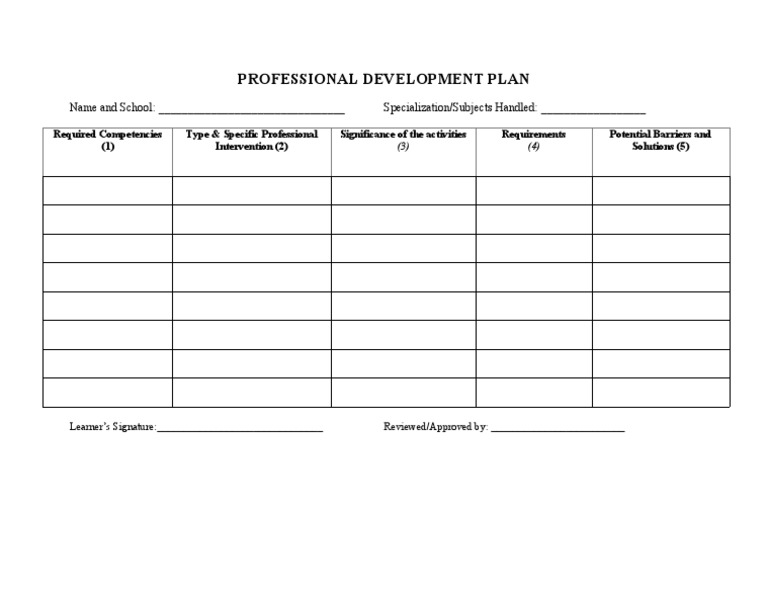 Professional Development Plan Template | PDF | Career & Growth | Art