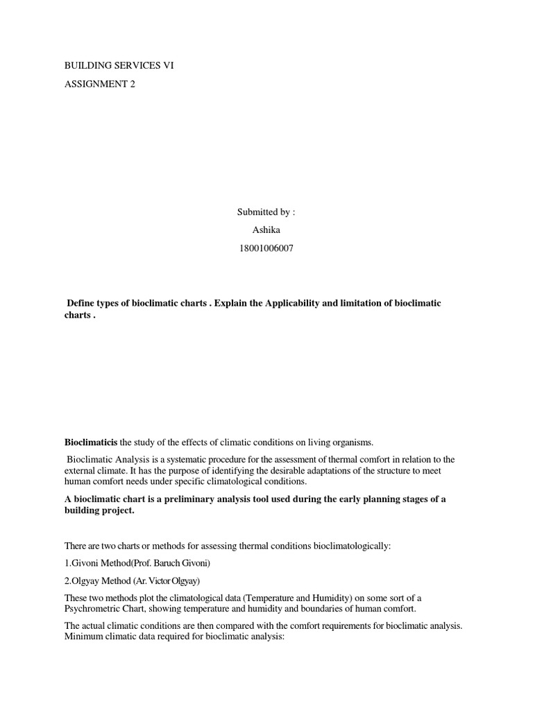 Define Types of Bioclimatic Charts. Explain The Applicability and ...
