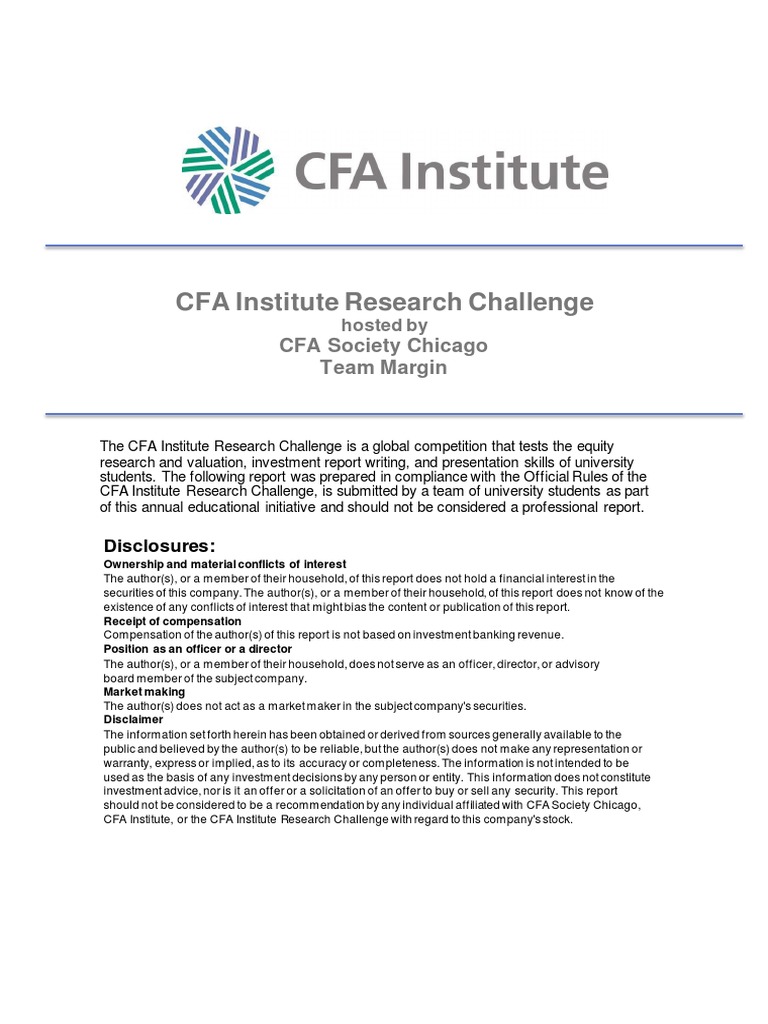 CFA Research Challenge Write-Up | PDF | Credit Bureau | Analytics